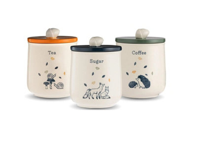 Contemporary Ceramic Woodland Storage Jar Tea Coffee Sugar Kitchen ...