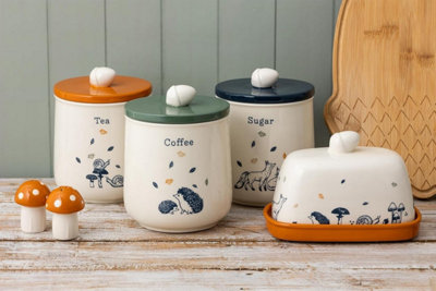 Contemporary Ceramic Woodland Storage Jar Tea Coffee Sugar Kitchen ...