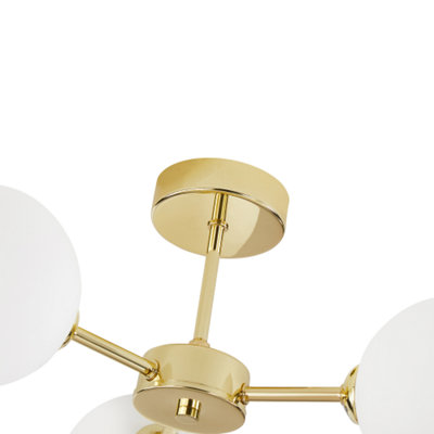 CONTEMPORARY CHIC POLISHED GOLD CEILING LIGHT WITH OPAL WHITE GLOBE ...