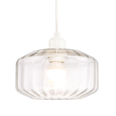 Contemporary Clear Ribbed Glass Non Electric Pendant Lamp Shade with ...