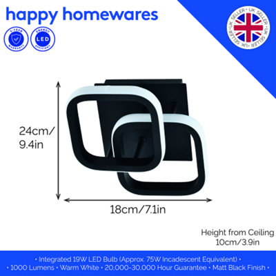 Contemporary Compact Double Head 19w LED Ceiling Light Fitting in Matt ...