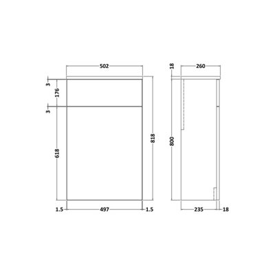 Contemporary Compact WC Toilet Unit 500mm - Anthracite