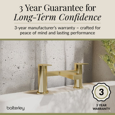Contemporary Deck Mounted Bath Filler Tap - Brushed Brass - Balterley