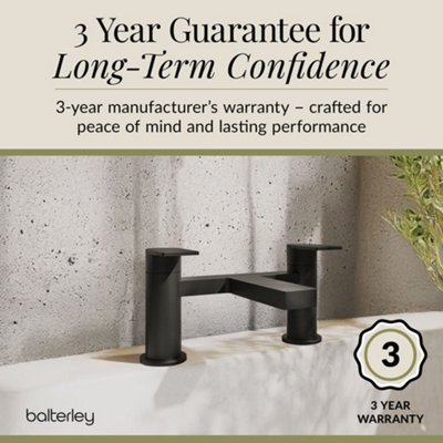 Contemporary Deck Mounted Bath Filler Tap - Matt Black - Balterley