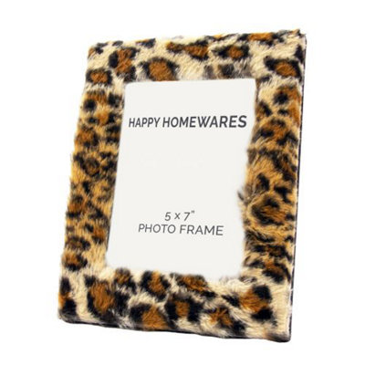Contemporary Designer Fluffy Leopard Print 5" x 7" Free Standing ...