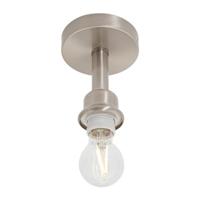 Contemporary Designer Short Semi Flush Satin Nickel Ceiling Rose Light