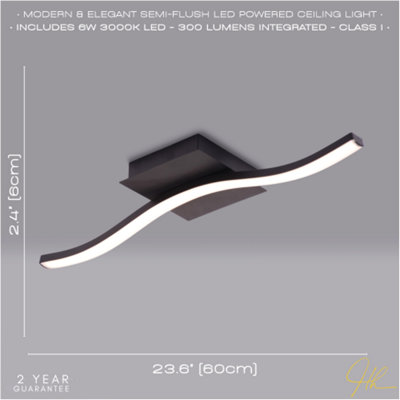 Contemporary Designer Single Wavy Strip LED Ceiling Light Fitting in ...