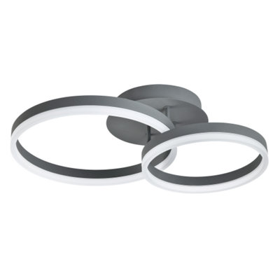 Contemporary Double Ring LED Ceiling Light in Designer Matt Grey Sand ...