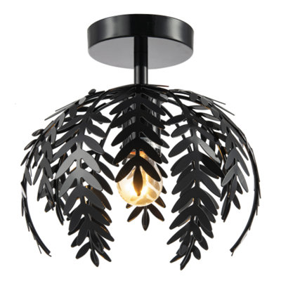 Contemporary Fern Leaf Designed Ceiling Lighting Fitting in Black Gloss ...