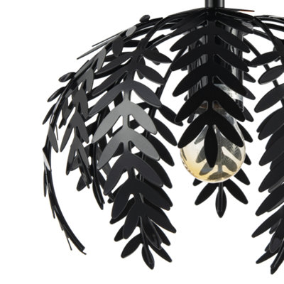 Contemporary Fern Leaf Designed Ceiling Lighting Fitting in Black Gloss ...