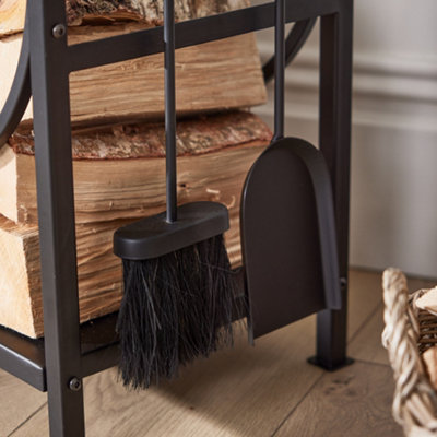 Contemporary Fireplace Freestanding Black Fireside Firewood Log Holder ...