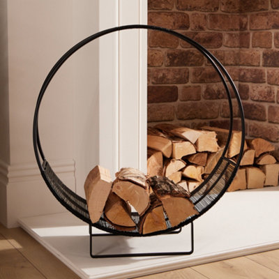 Contemporary Fireplace Freestanding Black Rounded Iron Fireside ...