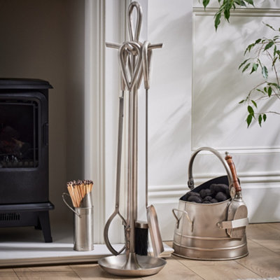 Contemporary Fireside 4pc Companion Set 90cm with Coal Bucket and ...