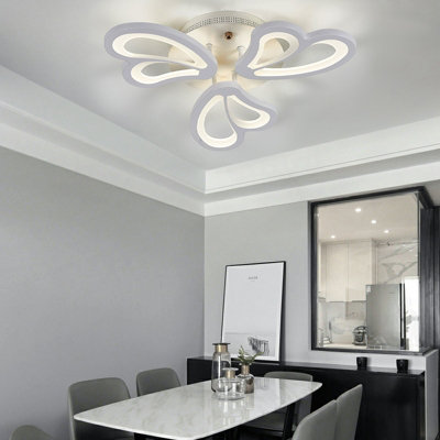 Contemporary Flower Like LED Semi Flush Ceiling Light Cool White