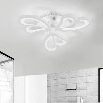 Contemporary Flower Like LED Semi Flush Ceiling Light Cool White