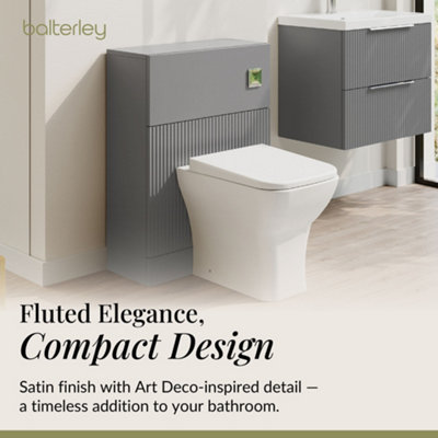 Contemporary Fluted 500mm Floor Standing WC Unit, Satin Grey