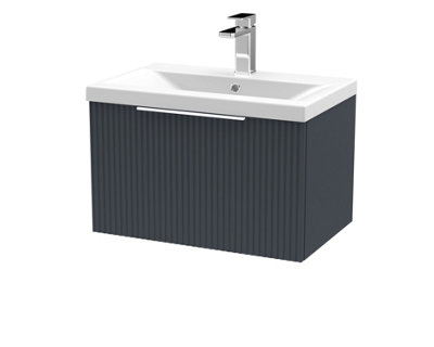 Contemporary Fluted Front Wall Hung Single Soft Close Drawer Bathroom ...