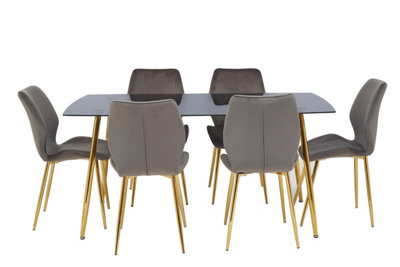 Contemporary Grey Rectangular Dining Set, Space Saving Design Dining ...