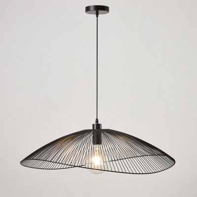 Contemporary Large Black Pendant Ceiling Light. Decorative shade with ...