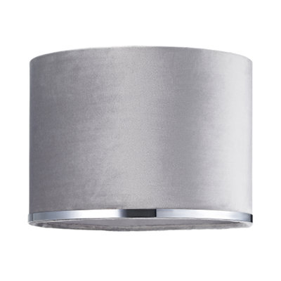 Contemporary Light Dove Grey Soft Velvet 10" Lamp Shade with Chrome ...
