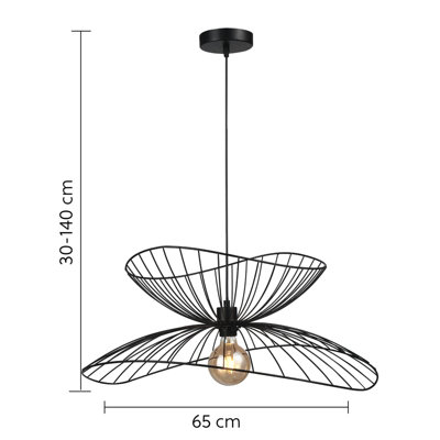 CONTEMPORARY MEDIUM BLACK PENDANT CEILING LIGHT. TWIN SHADES MADE WITH ...