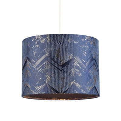 Contemporary Midnight Blue Drum Lamp Shade with Gold and Silver ...
