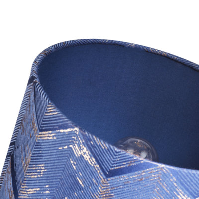 Contemporary Midnight Blue Drum Lamp Shade with Gold and Silver ...