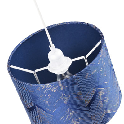 Contemporary Midnight Blue Drum Lamp Shade with Gold and Silver ...