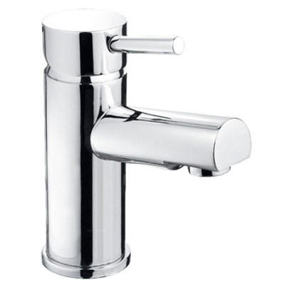 Contemporary Minimalist Round Mono Basin Mixer Tap - Chrome