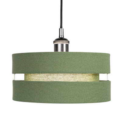 Contemporary Olive Green Linen Fabric Triple Tier Ceiling Pendant Light ...