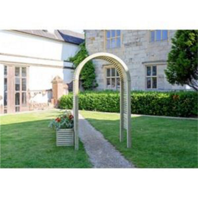 Contemporary Outdoor Garden Wooden Arch 260 x 150 x 70cm Chunky Curved ...