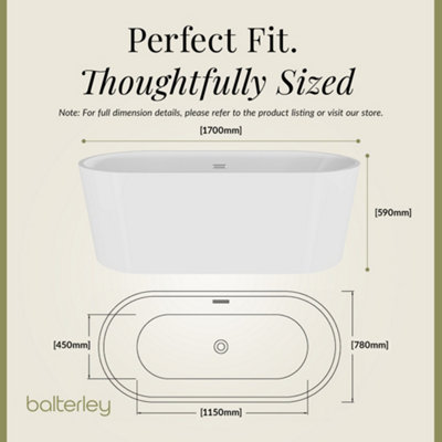 Contemporary Oval Freestanding Bath from Balterley - 1700mm x 750mm