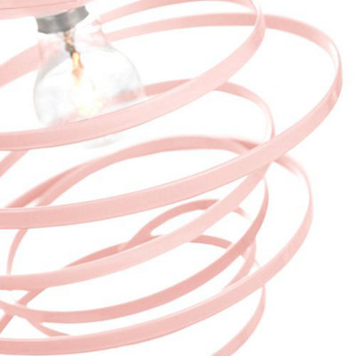Contemporary Pink Gloss Metal Double Ribbon Spiral Swirl Ceiling Light ...