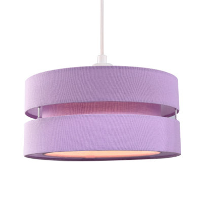 Contemporary Quality Lilac Linen Fabric Triple Tier Ceiling Pendant ...