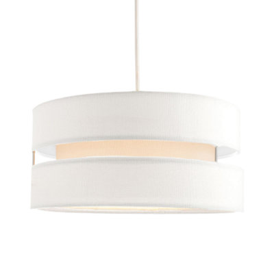 Contemporary Quality White Linen Fabric Triple Tier Ceiling Pendant ...