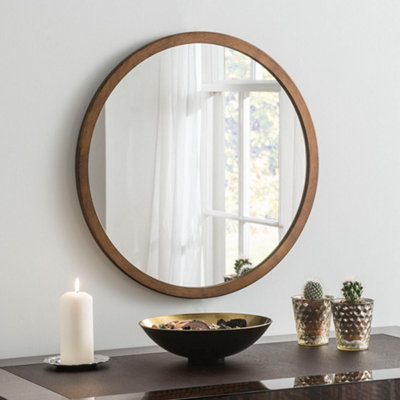 Contemporary Round Wall Mirror Bronze 110cm