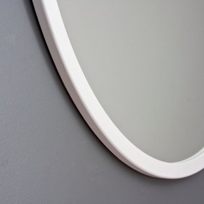 Contemporary Round Wall Mirror White 110cm