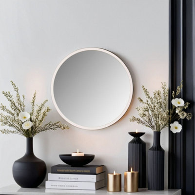 Contemporary Round Wall Mirror White 40cm