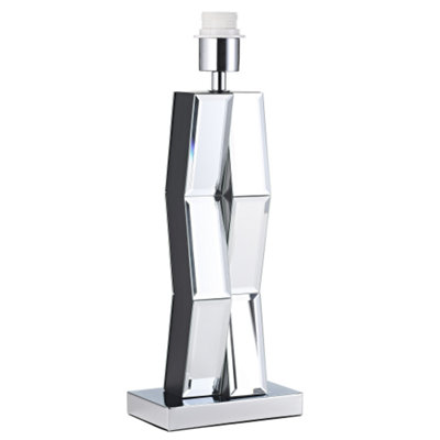 Contemporary Table Lamp Base with Mirrored Glass Panels and Chrome ...