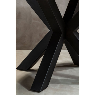 Contemporary Wood Veneer Top Dining Table With Black Metal Legs ...