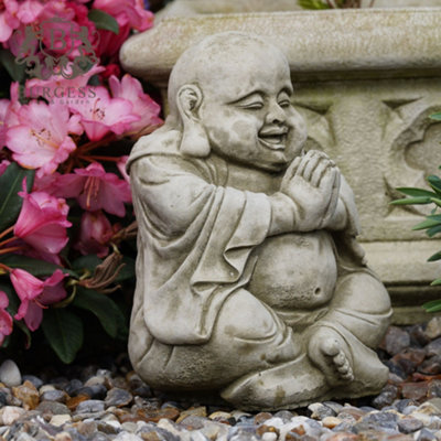 Content Buddha Stone Statue Reconstituted Oriental Monk Outdoor Garden ...