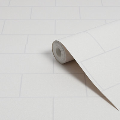 Contour London White Tiled Wallpaper