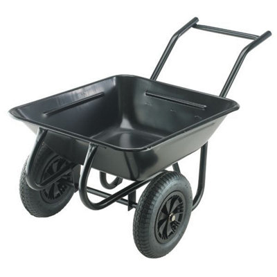 Contractor Twin Black Heavy-Duty Wheelbarrow With 175l/220kg Capacity ...