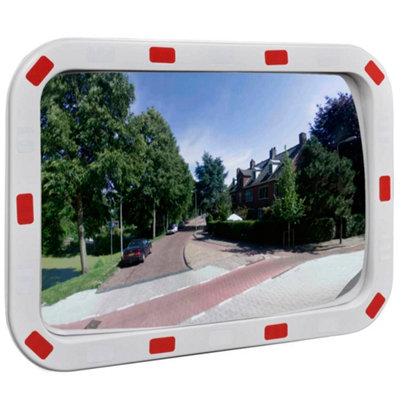 Convex Traffic Mirror Rectangle 40 x 60 cm with Reflectors | DIY at B&Q