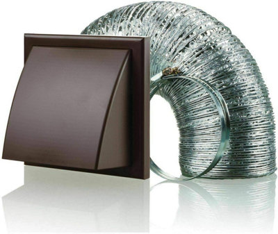 Cooker Hood Duct Cowled Vent Kit Fan Extract 125mm Brown