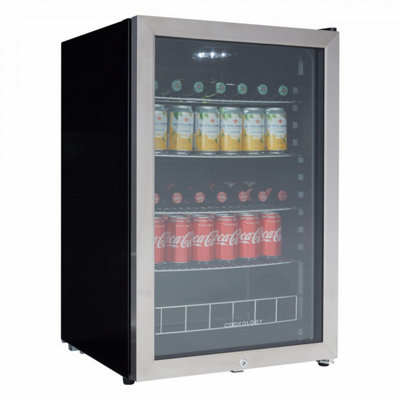Cookology CBC130 54cm Under Counter Drinks Fridge, Silver, Glass Door ...