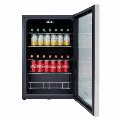 Cookology CBC130 54cm Under Counter Drinks Fridge, Silver, Glass Door ...