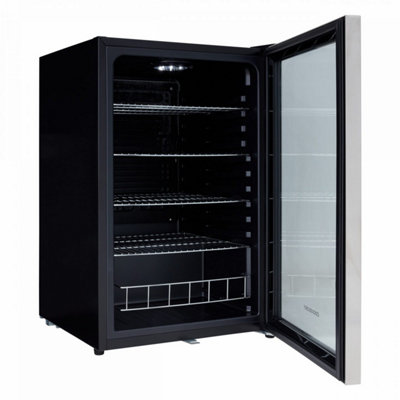Cookology CBC130 54cm Under Counter Drinks Fridge, Silver, Glass Door ...