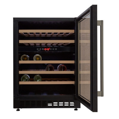 Cookology CWC605BK 60cm Wine Cooler, Black, Dual Zones, LED Light, Anti ...