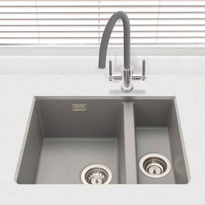 Cookology LIVORNO Mixer Tap for Kitchen with Twin Lever - Brushed ...